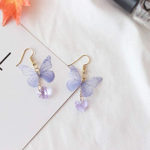 Zittop Charming Elegant Butterfly Heart Gem Earrings Earrings Stud Earrings Stud