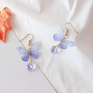 Zittop Charming Elegant Butterfly Heart Gem Earrings Earrings Stud Earrings Stud