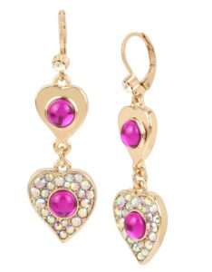 betsey johnson heart double drop earrings