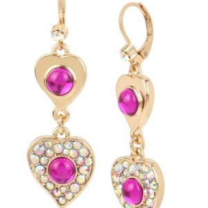 Betsey Johnson Heart Double Drop Earrings