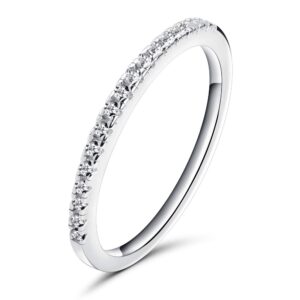 rugewelry 1.5mm women 925 sterling silver anniversary wedding band women cubic zirconia half eternity stackable engagement ring size 5-11