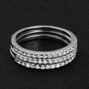 Rugewelry 1.5mm Women 925 Sterling Silver Anniversary Wedding Band Women Cubic Zirconia Half Eternity Stackable Engagement Ring Size 5-11