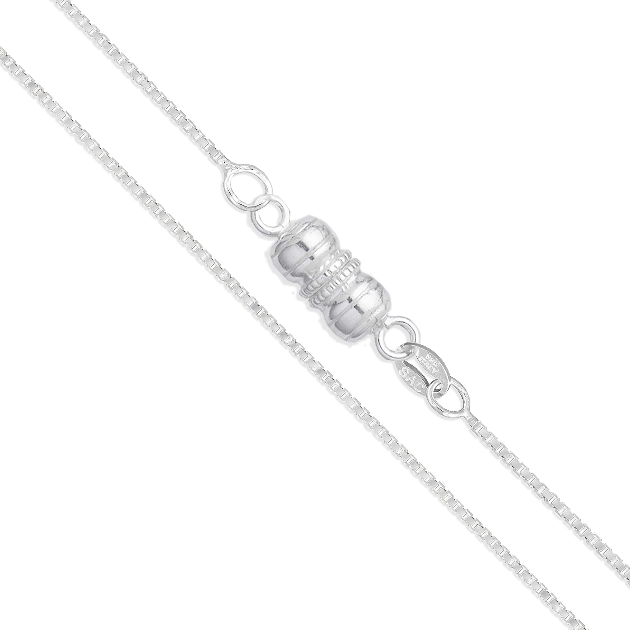 Sterling Silver Box Chain 1.5mm Solid 925 Italy Lightweight Wide Magnetic Clasp Necklace 20"