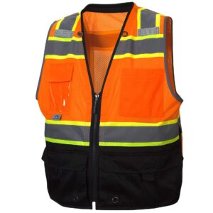 Pyramex RVZ4420BX2 RVZ44 Series Vest Hi-Vis Orange - Black Bottom- Size 2X Large