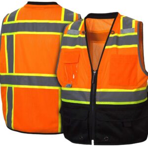 Pyramex RVZ4420BX2 RVZ44 Series Vest Hi-Vis Orange - Black Bottom- Size 2X Large