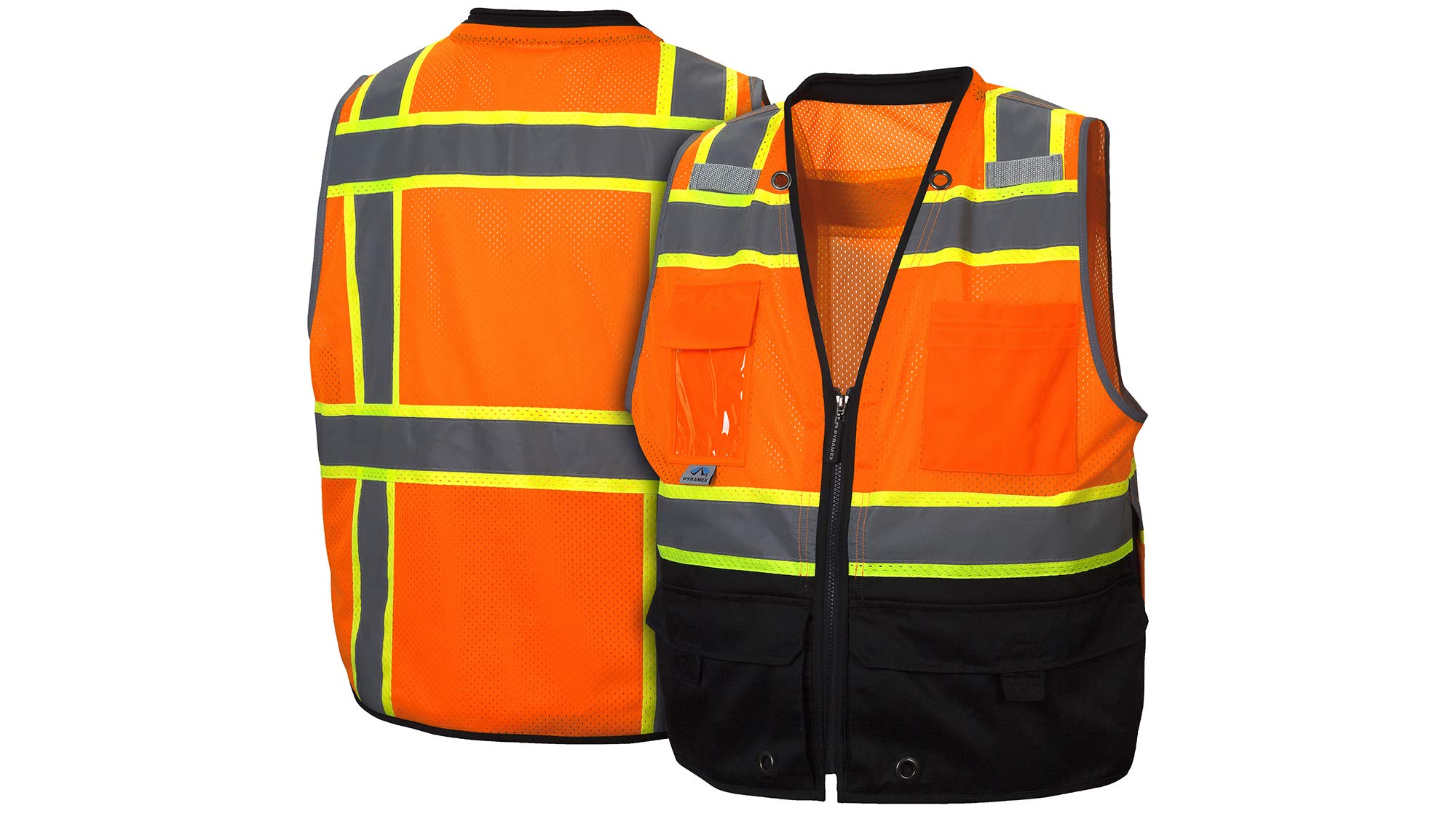 Pyramex RVZ4420BX2 RVZ44 Series Vest Hi-Vis Orange - Black Bottom- Size 2X Large