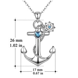 Cuoka Anchor Necklace, Sterling Silver Anchor Pendant Sailor Necklace Nautical Jewelry Anchor Jewelry for Women Gifts for Best Friend (Silver1)