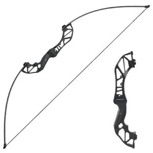 toparchery archery takedown recurve bow hunting long bow set alloy riser - right hand black - draw weight 30lbs 40lbs - with arrow sight, arrow brush (black, 40lbs)