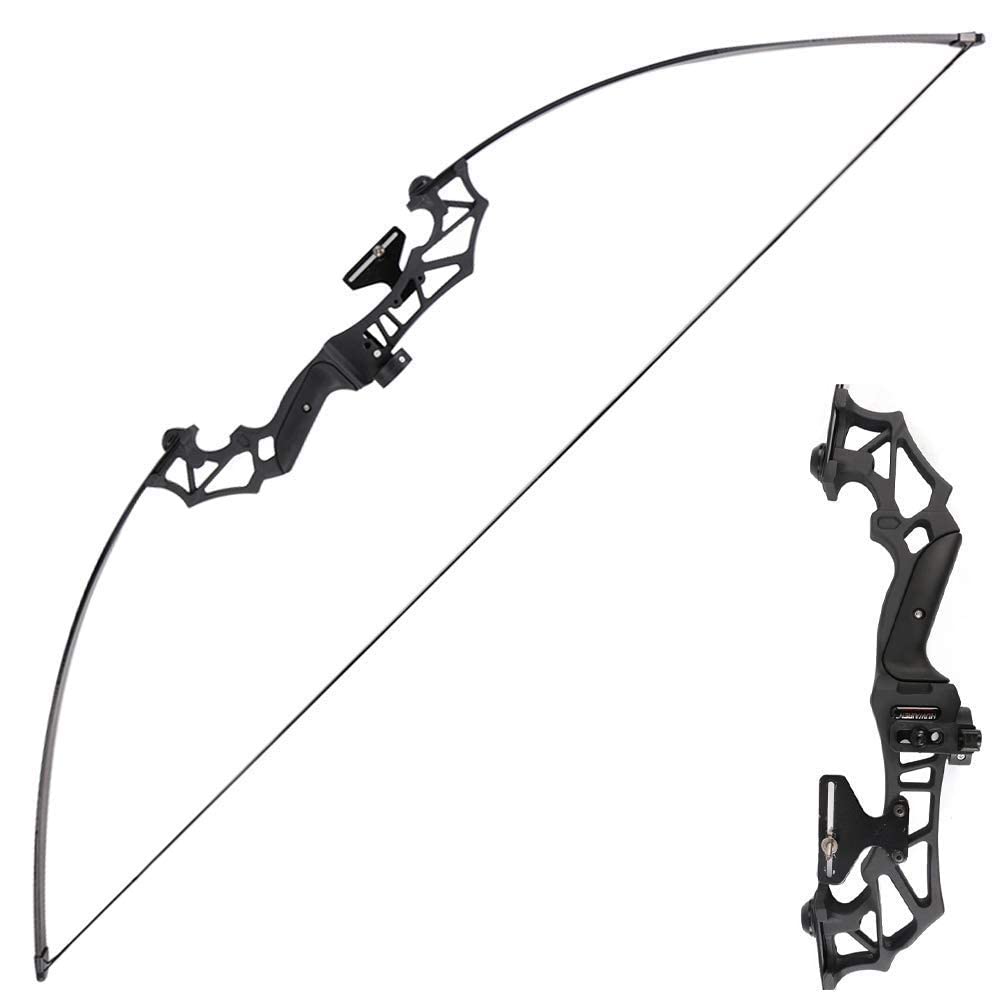 Toparchery Archery Takedown Recurve Bow Hunting Long bow Set Alloy Riser - Right Hand Black - Draw Weight 30lbs 40lbs - with Arrow Sight, Arrow Brush (Black, 40lbs)