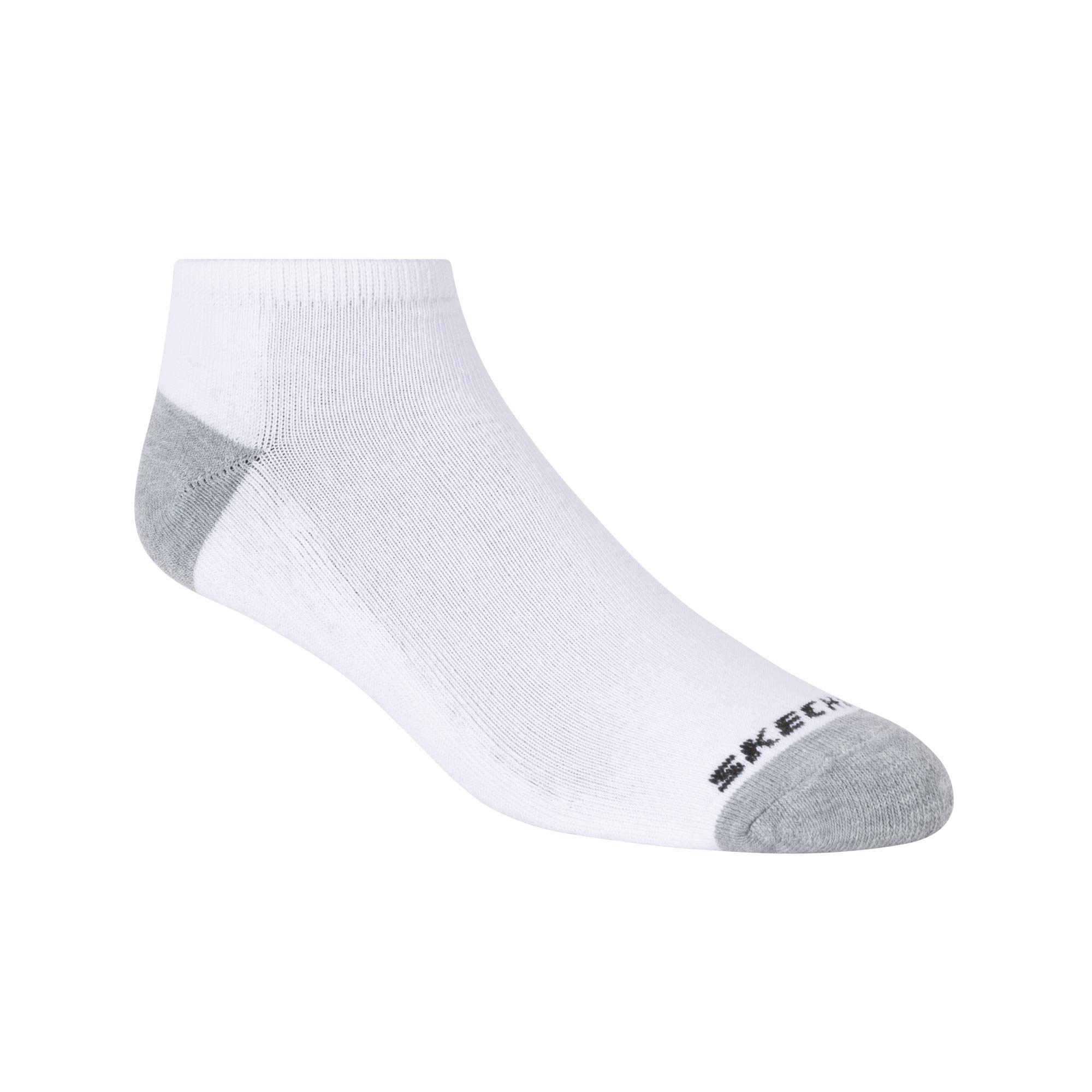 Skechers Mens 10 Pack No Show Running Socks, White/Black