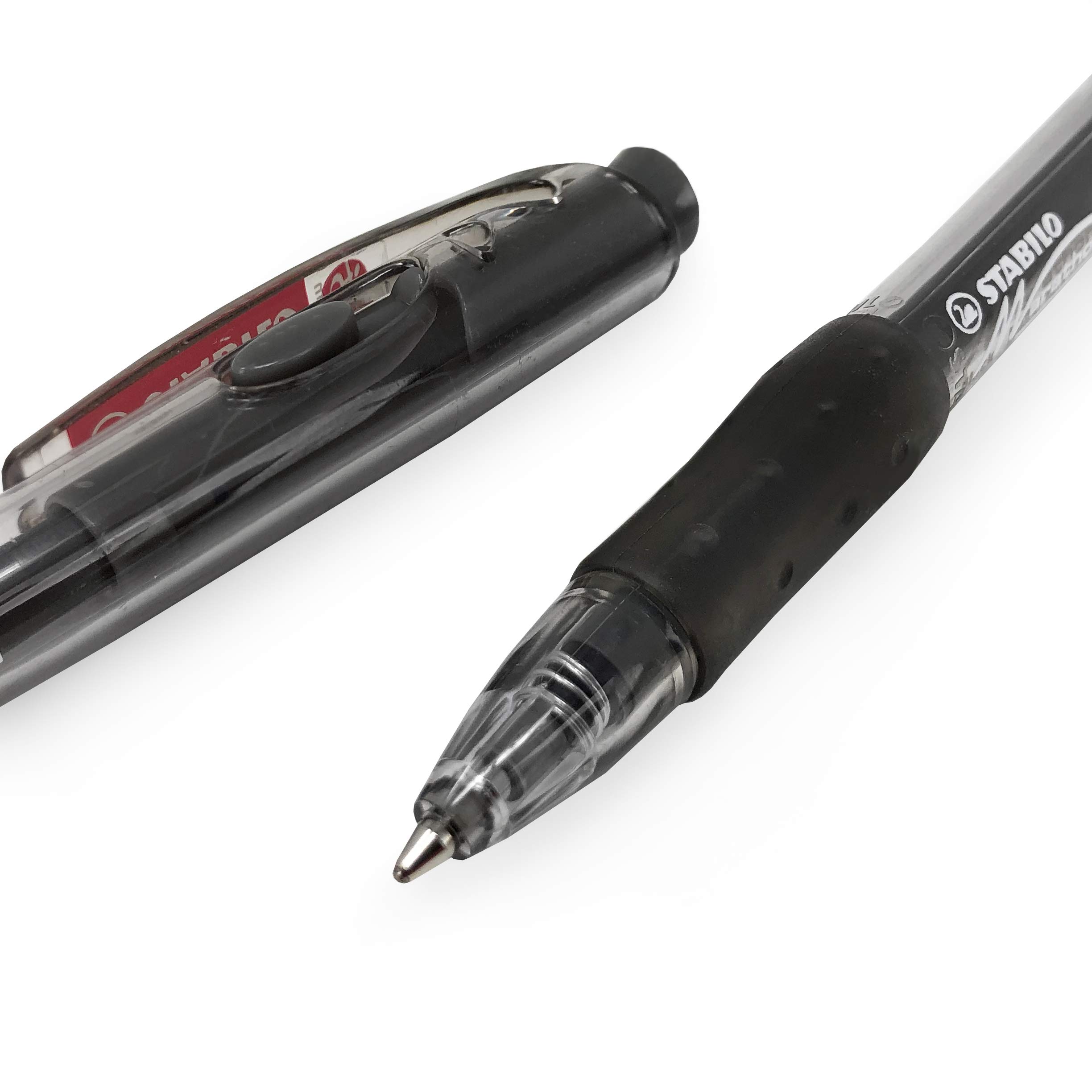 STABILO Marathon Retractable Ballpoint - Extra Large Ink Reservoir - Black - Pack of 12