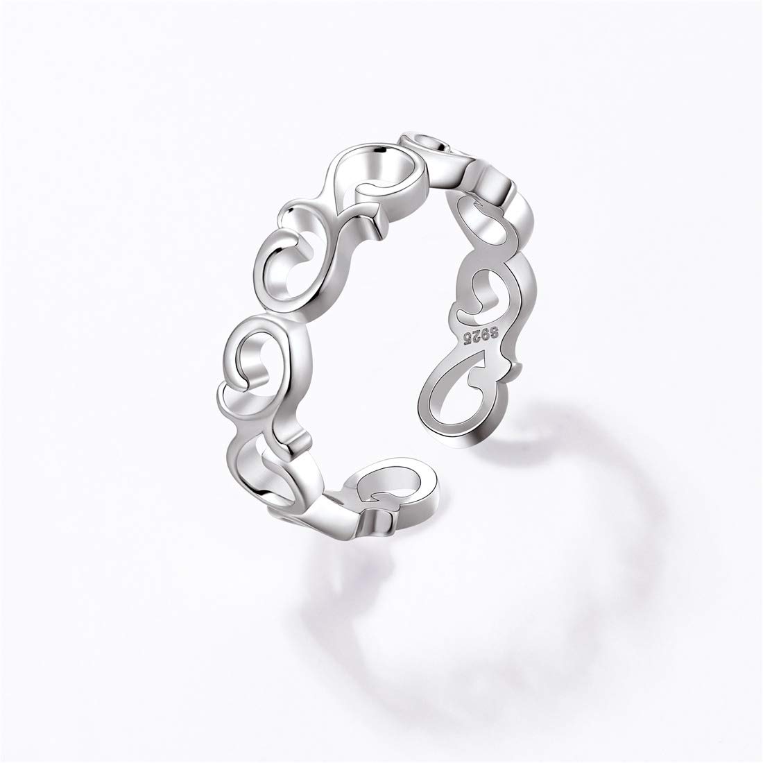 ChicSilver 925 Sterling Silver Ring Celtic Knot Heart High Polish Eternity Wedding Band Stackable Ring for Women Men