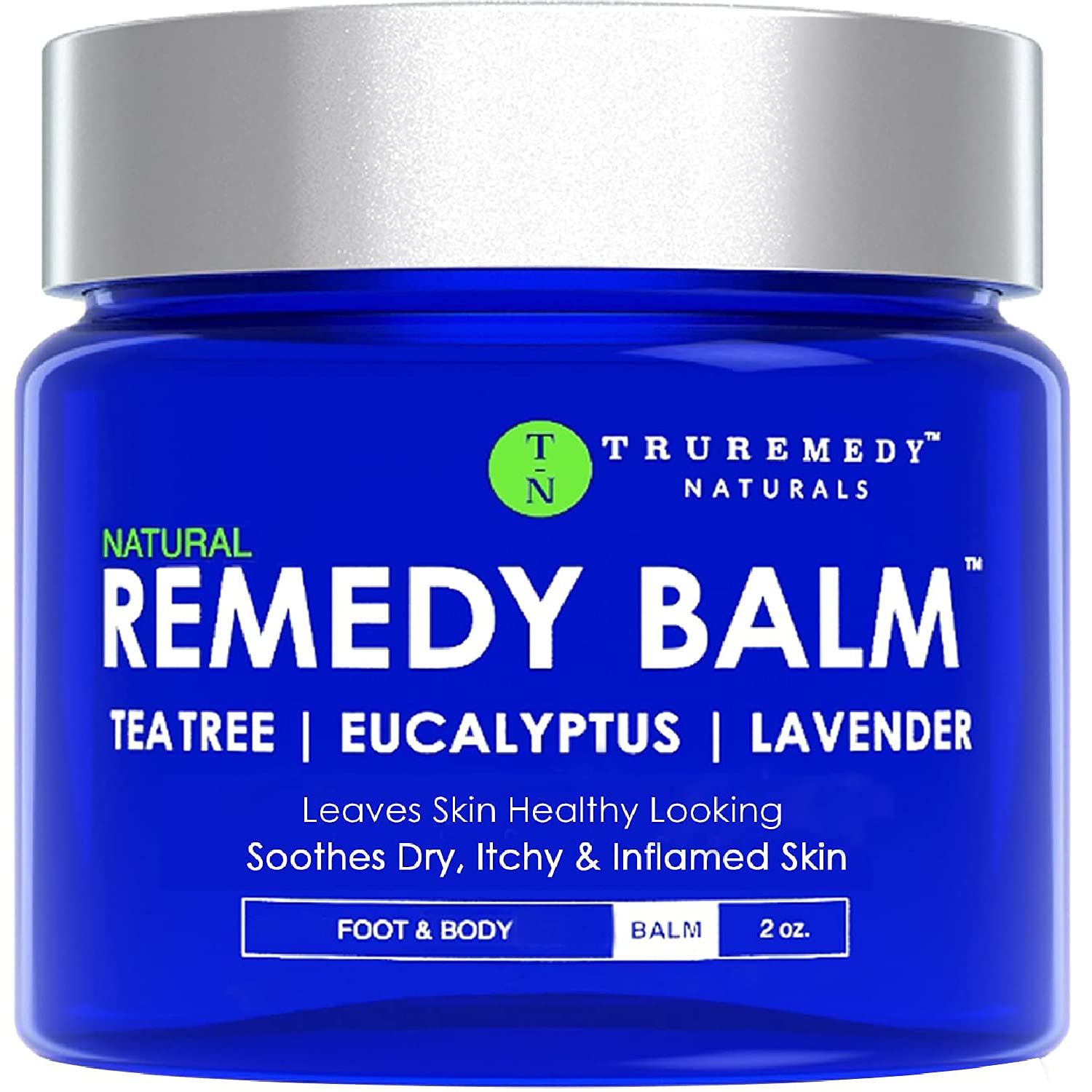 Truremedy Naturals - Remedy Balm with Tea Tree Oil - Soothing Itch Relief Ointment for Rash & Itchy Skin - Moisturizing Cream for Dry Skin - 100% Natural Foot & Body Balm - Lavender & Eucalyptus, 2oz