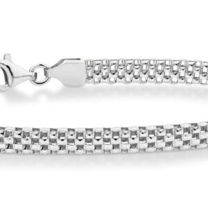 Miabella 925 Sterling Silver Italian 4mm Mesh Link Chain Bracelet for Women, Made in Italy (Length 7 Inches (Small))