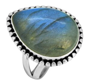 yotreasure natural labradorite statement ring 925 sterling silver gemstone jewelry