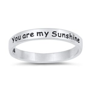 you are my sunshine stackable script ring .925 sterling silver band size 7