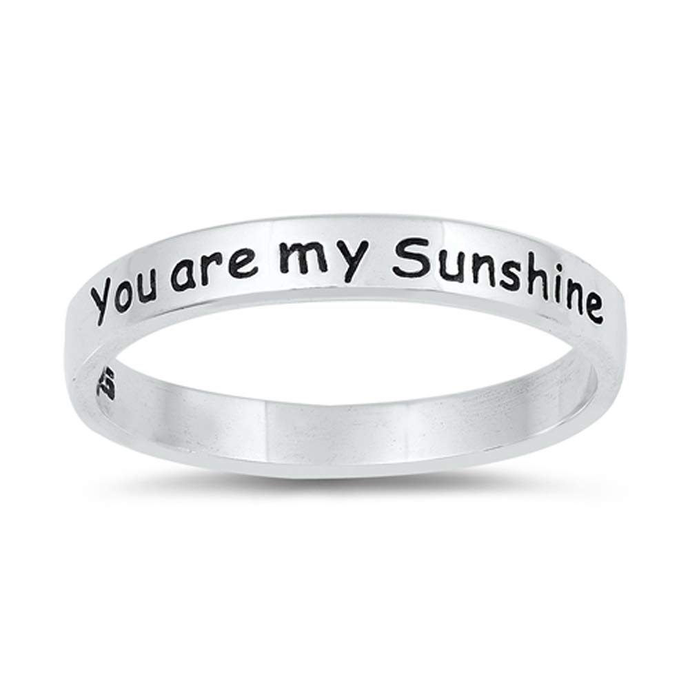 You are my Sunshine Stackable Script Ring .925 Sterling Silver Band Size 7