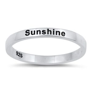 you are my sunshine stacking word ring new .925 sterling silver band size 9