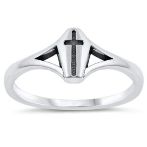 cross coffin raised dead christian ring new .925 sterling silver band size 10