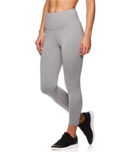 reebok womens high rise capri leggings yoga pants, grey, medium