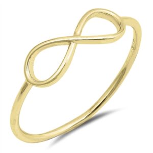 yellow gold-tone delicate thin infinity ring 925 sterling silver band size 11