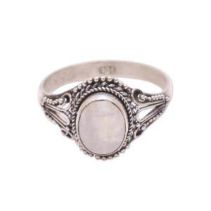 novica artisan handmade rainbow moonstone singlestone ring from bali .925 sterling silver indonesia gemstone 'princess gem'