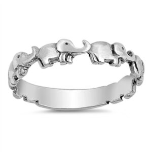 cute elephant boho dainty stackable ring sterling silver band size 12