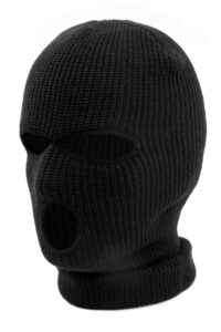 academyfits full face ski mask beanie adjustable fit men women unisex one three hole winter headwear face mask protection (black)