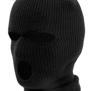 AcademyFits Full Face Ski Mask Beanie Adjustable Fit Men Women Unisex One Three Hole Winter Headwear Face Mask Protection (Black)