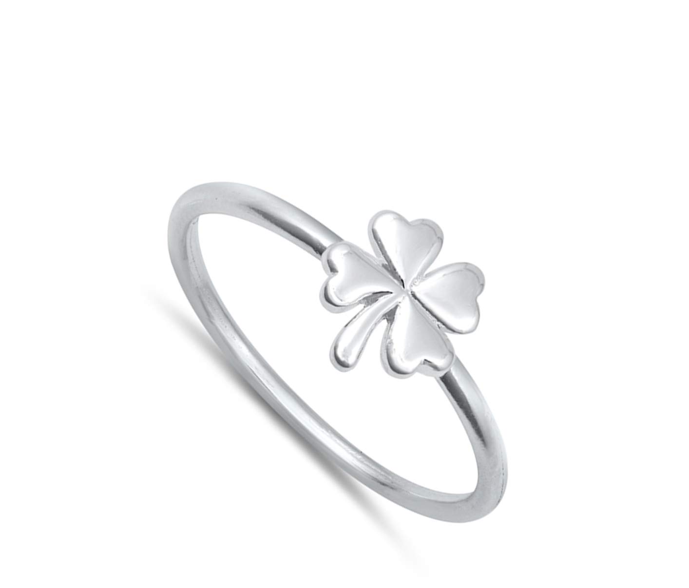 Good Luck Four Leaf Clover Nature Ring New .925 Sterling Silver Band Size 8