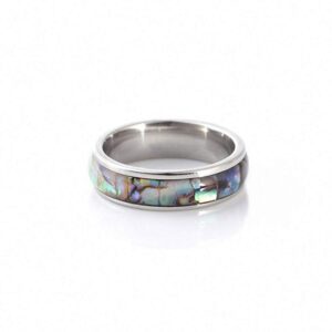 titanium colorful natural abalone shell inlay stainless steel ring for women men mother of pearl sea rippled wedding promise couples engagement bands party confession friendship casual match