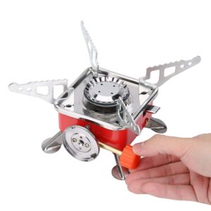 Ultralight Camping Stove TOPINCN Portable Mini Outdoor Folding Metal Camping Gas Stove Windproof Furnace Backpacking Hiking