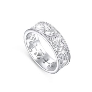 daochong nickel-free 925 sterling silver good luck irish love trinity woven celtic knot band ring for women size 11 (11)