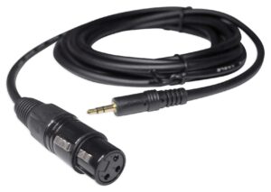 rockville 10 ft. metal xlr female to 1/8" trs cable-100% copper (rxlr-aux),black