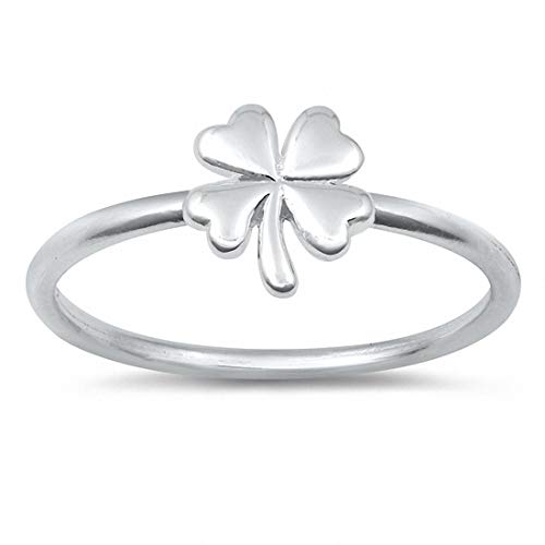 Blue Apple Co. Clover Leaf Band Ring 925 Sterling Silver, Size-7