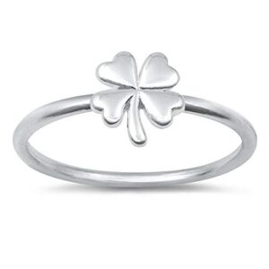 blue apple co. clover leaf band ring 925 sterling silver, size-7