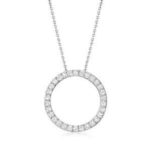 ross-simons 2.25 ct. t.w. cz eternity circle pendant necklace in sterling silver. 20 inches