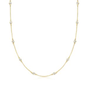 ross-simons 1.70 ct. t.w. bezel-set cz station necklace in 18kt gold over sterling. 24 inches