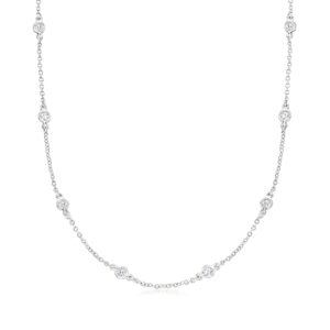 ross-simons 2.30 ct. t.w. cz necklace in sterling silver. 36 inches