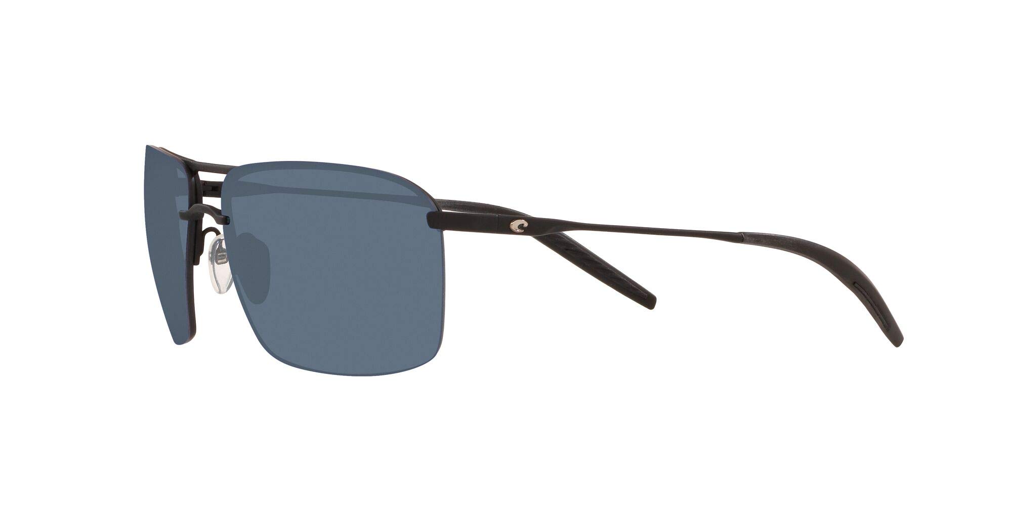 Costa Del Mar Mens Skimmer Rectangular Sunglasses, Matte Black/Grey Polarized-580P, 62 mm