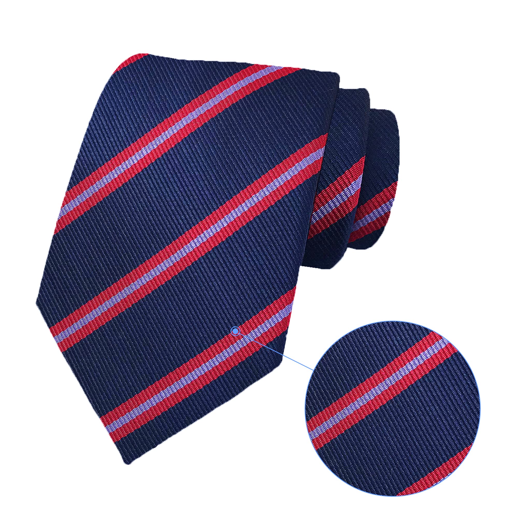 MENDENG Ties for Men Silk Mens Ties Blue Burgundy Stripe Necktie Formal Men's Neckties Business Woven Jacquard Neck Tie