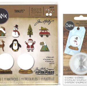 Tim Holtz Alterations Tiny Snowglobes Thinlit Dies and Dimensional Domes - 2 Item Bundle