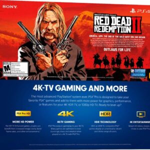 New Sony PlayStation 4 Pro 1TB Red Dead Redemption 2 Console Bundle with HDR Technology for 4K TV Gaming - Jet Black