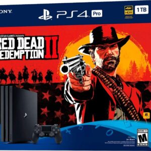 New Sony PlayStation 4 Pro 1TB Red Dead Redemption 2 Console Bundle with HDR Technology for 4K TV Gaming - Jet Black