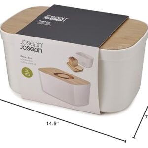 Joseph Joseph Bread Box with Removable Bamboo Cutting Board,White