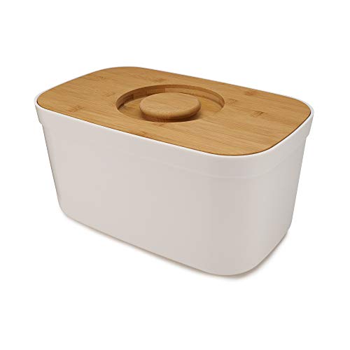 Joseph Joseph Bread Box with Removable Bamboo Cutting Board,White