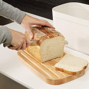 Joseph Joseph Bread Box with Removable Bamboo Cutting Board,White