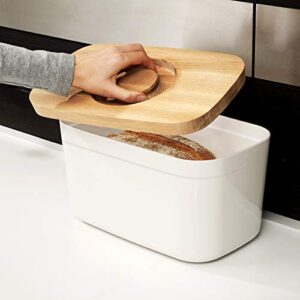 Joseph Joseph Bread Box with Removable Bamboo Cutting Board,White