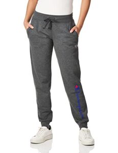 champion women's powerblend joggers, script logo, granite heather-y07459, x-small