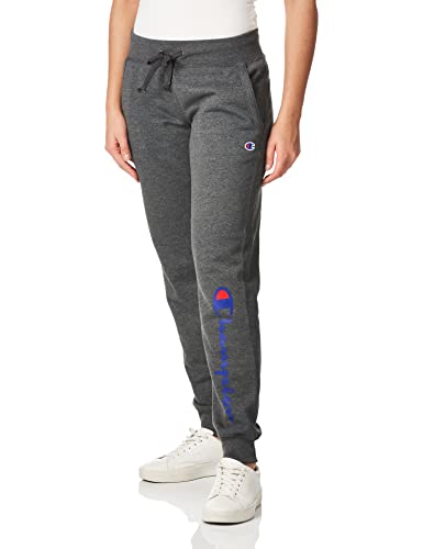 Champion Women's Powerblend Joggers, Script Logo, Granite Heather-Y07459, X-Small